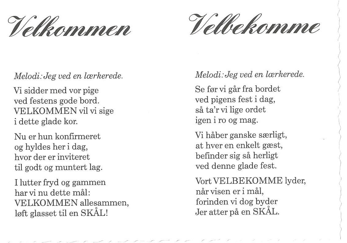 Velkommen sang konfirmation pige – Herolds Varehus